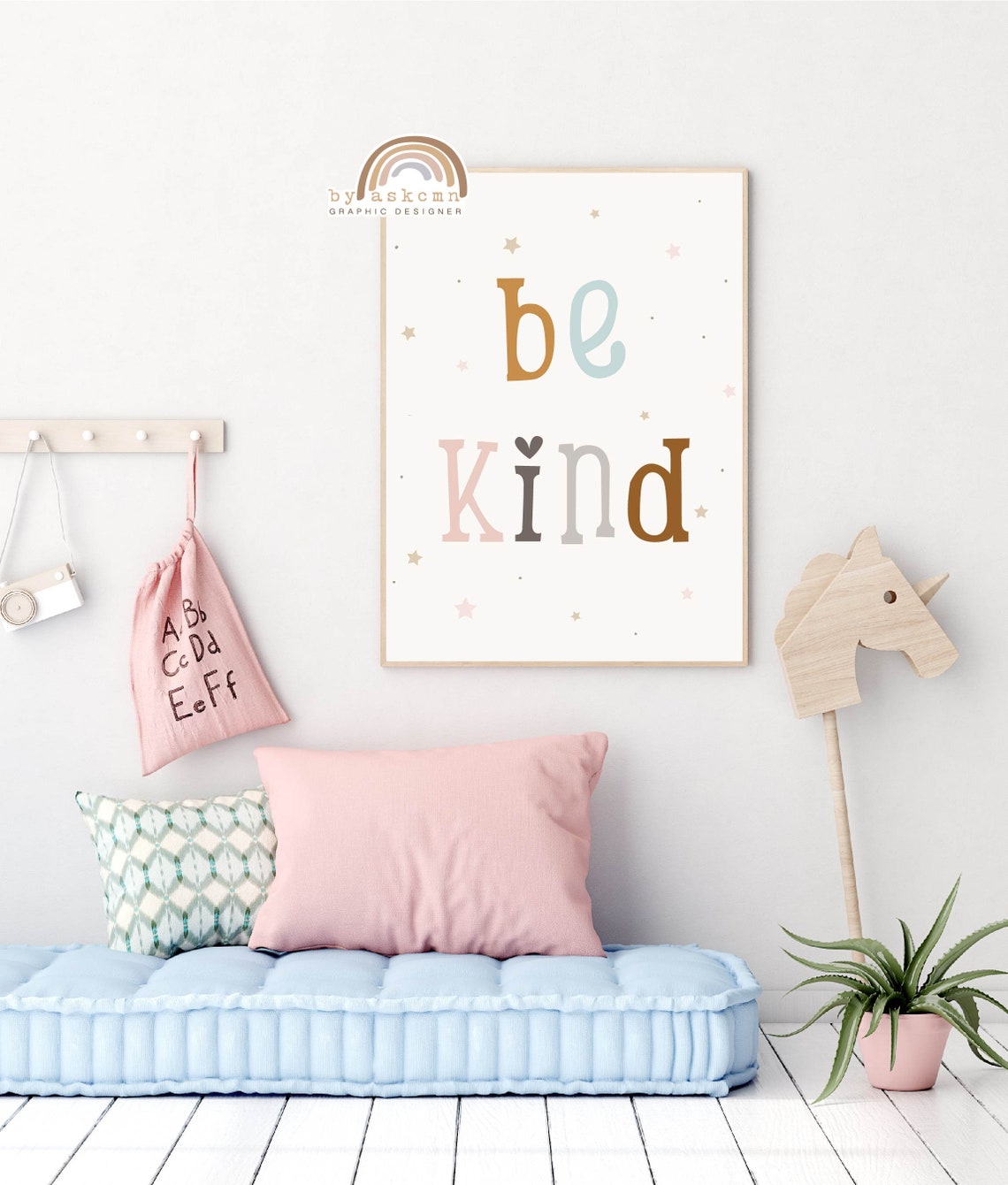 Be Kind Printable Boho Nursery Print Rainbow Poster Living - Etsy