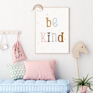 Be Kind Printable, Boho Nursery Print, Rainbow Poster, Living Room Art ...