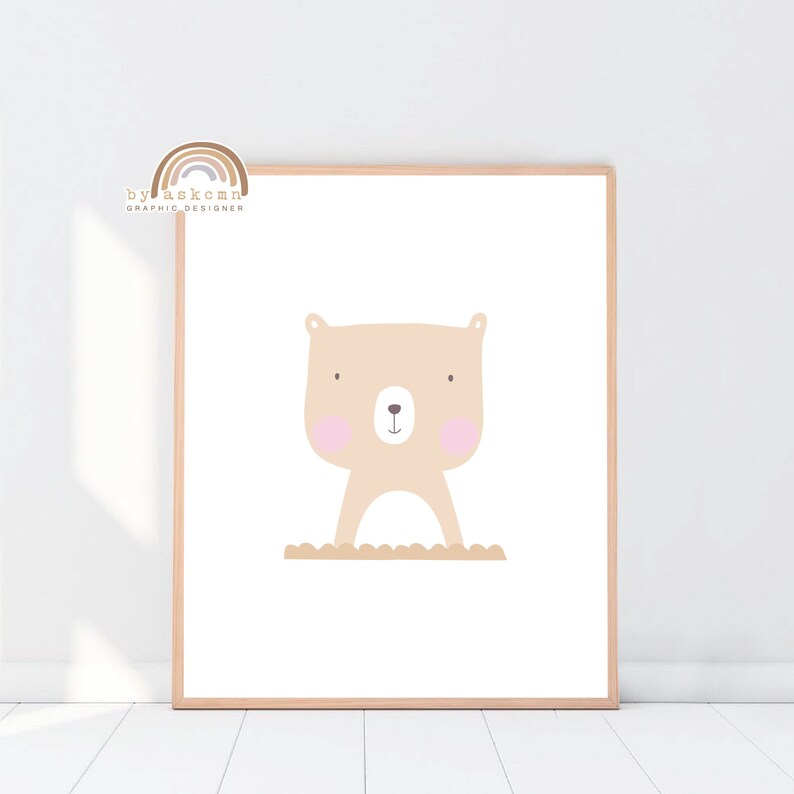 Bear Print, Woodland Animals Prints, Bear Wall Art, Neutral Nursery ...