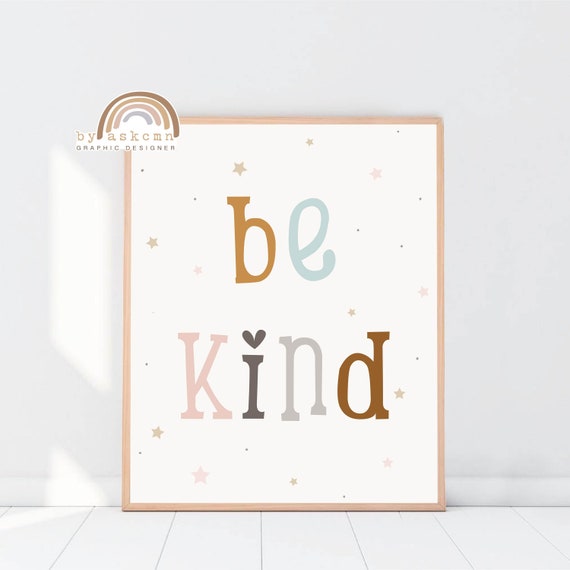 Be Kind Printable Boho Nursery Print Rainbow Poster Living | Etsy