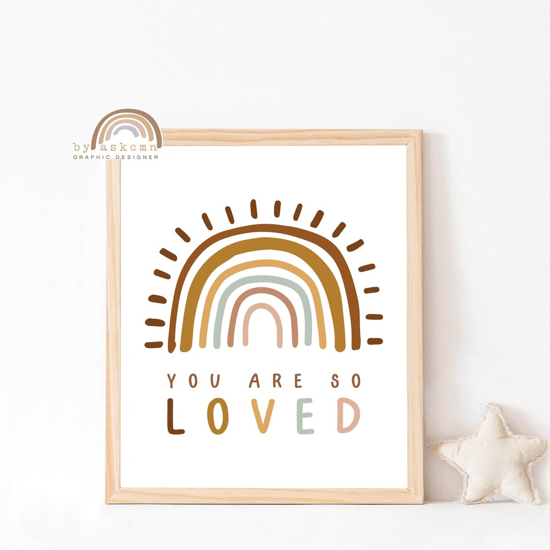 Nursery Wall Art, Boho Nursery Print, Rainbow Poster, Living Room Art ...