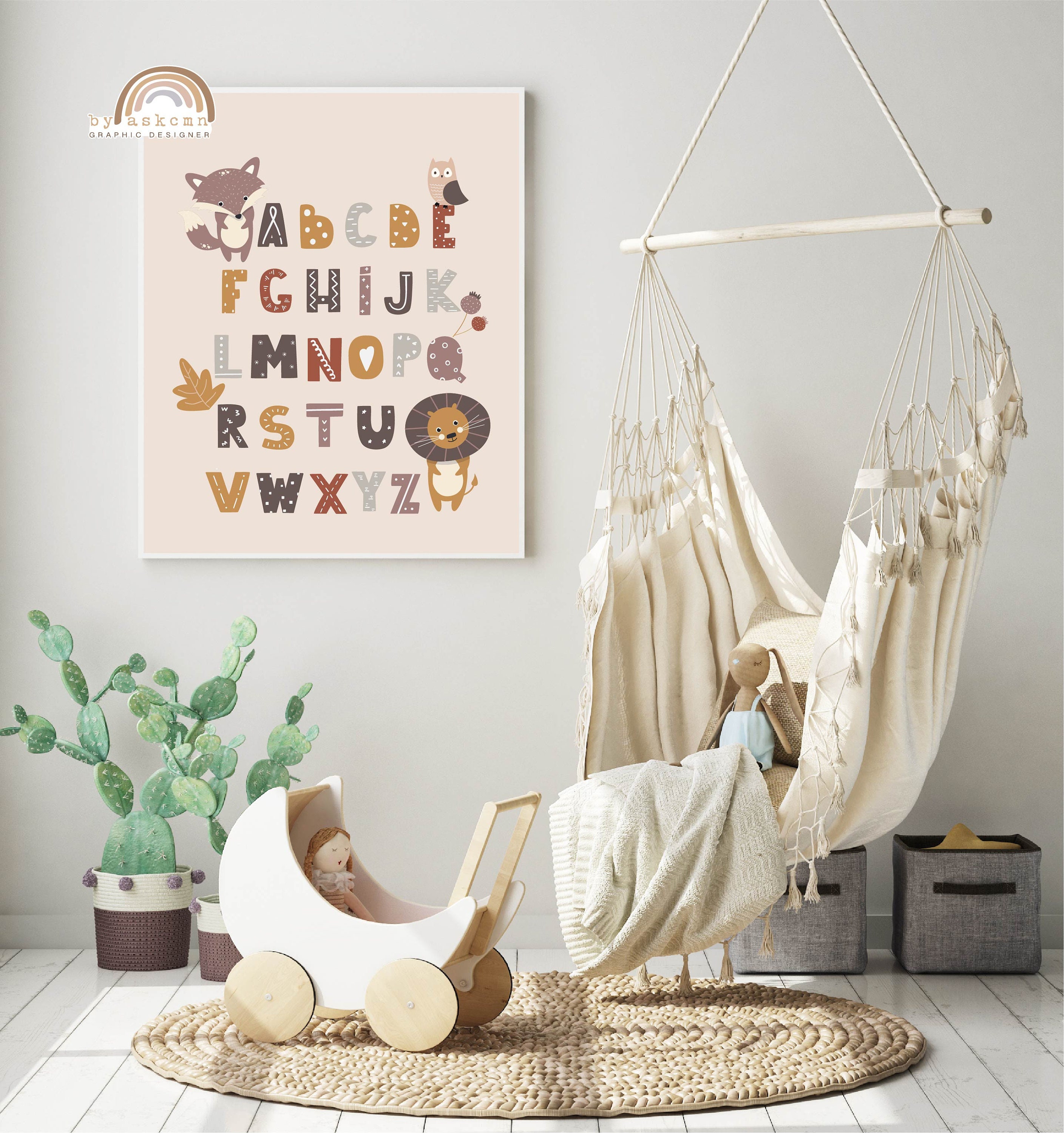 ABC Print, Neutral Alphabet Poster, Nursery Wall Art, Animal Print, ABC ...