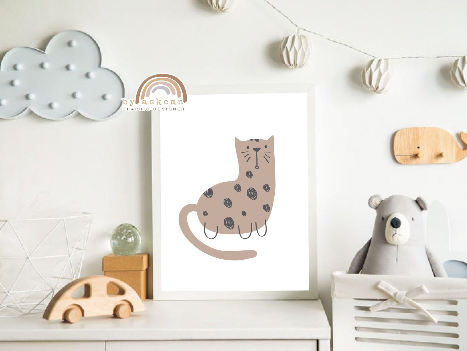 Baby Room Poster, Cute Cat Printable, Nursery Wall Art, Boho Wall Art ...