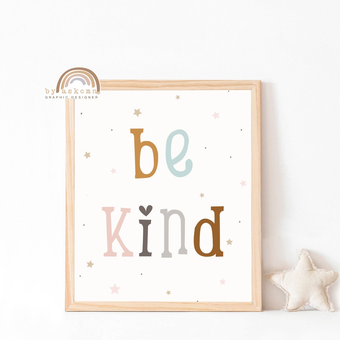 Be Kind Printable Boho Nursery Print Rainbow Poster Living | Etsy