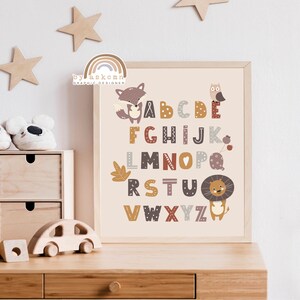 ABC Print, Neutral Alphabet Poster, Nursery Wall Art, Animal Print, ABC ...