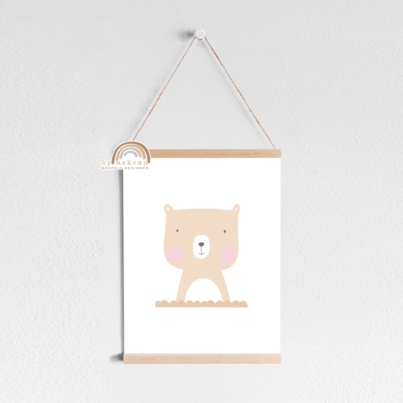 Bear Print, Woodland Animals Prints, Bear Wall Art, Neutral Nursery ...