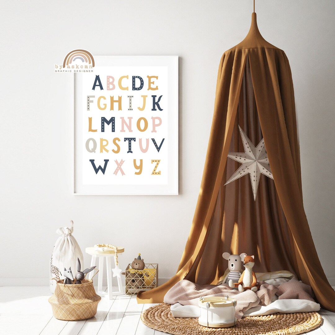 Alphabet Nursery Wall Art, Letter Wall Decor, Nursery Wall Decor, Baby ...