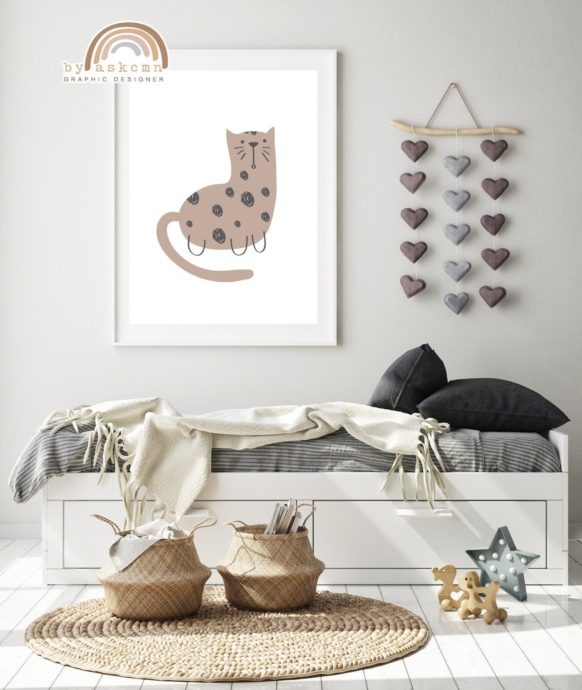 Baby Room Poster, Cute Cat Printable, Nursery Wall Art, Boho Wall Art ...