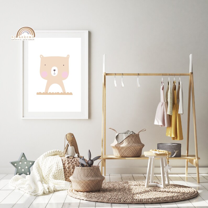 Bear Print, Woodland Animals Prints, Bear Wall Art, Neutral Nursery ...