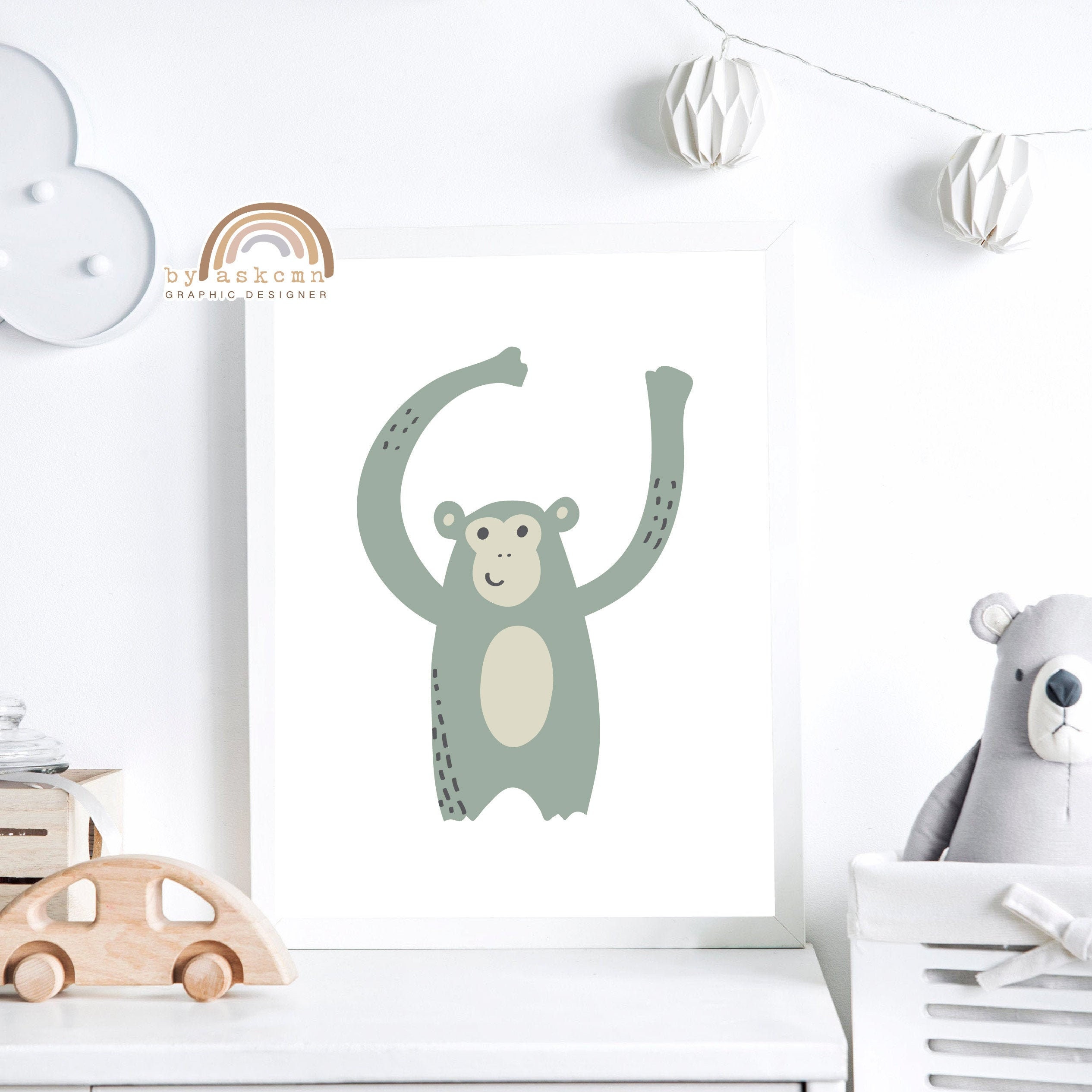 Printable Monkey Nursery Art Baby Animal Print Cute Monkey | Etsy