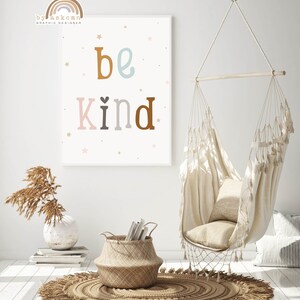 Be Kind Printable, Boho Nursery Print, Rainbow Poster, Living Room Art ...