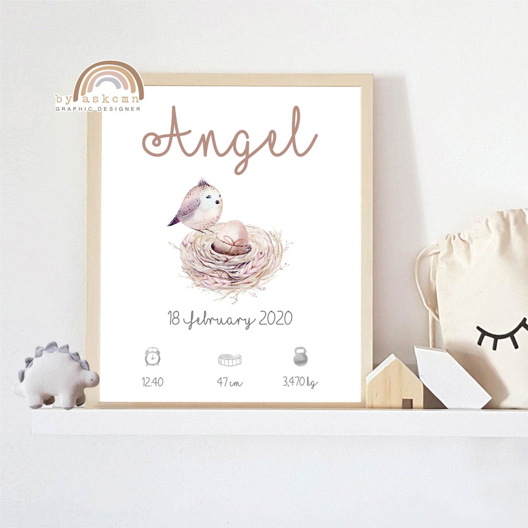 DIGITAL DOWNLOAD, Birth Stats Poster, Baby Girl Nursery Print, Custom ...