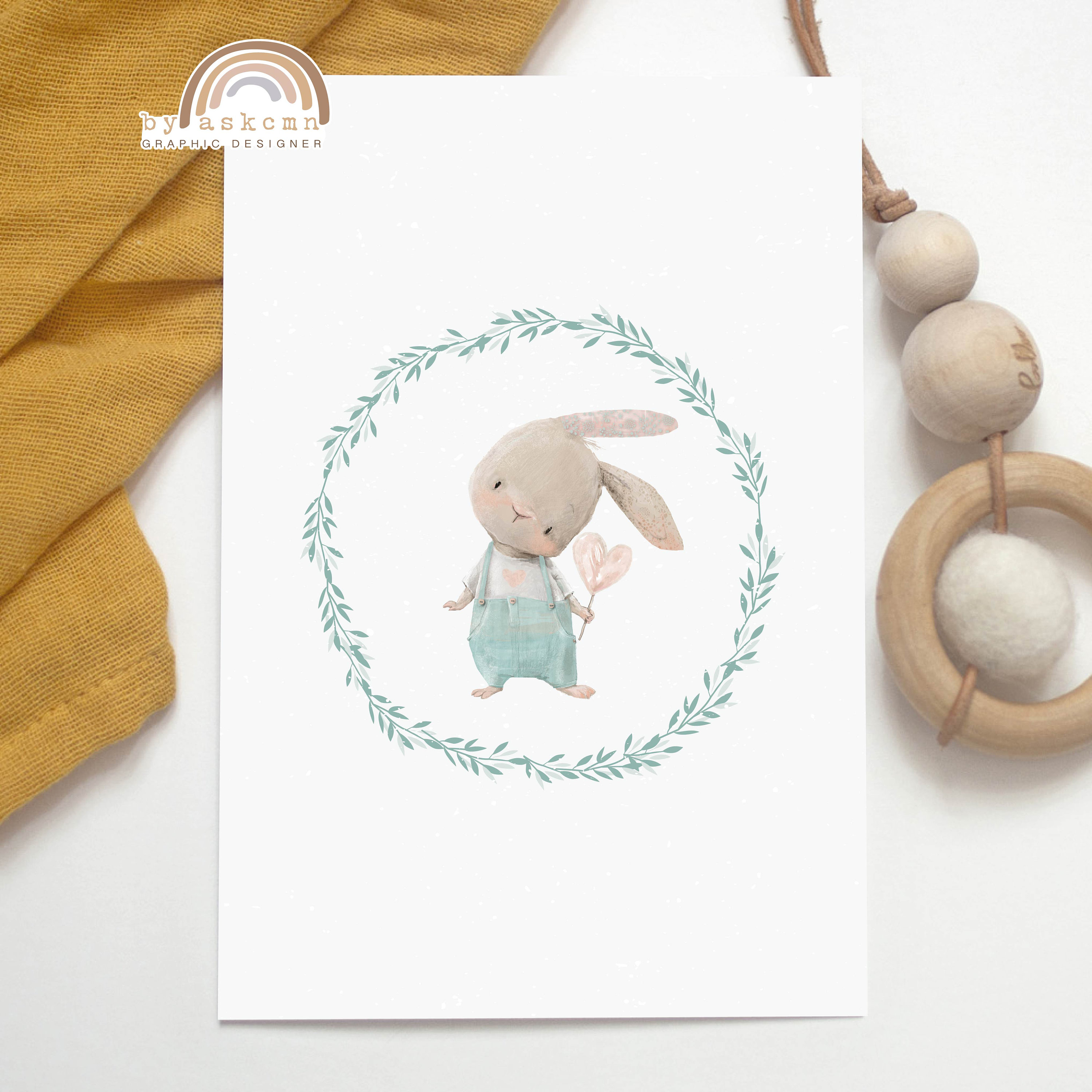 Baby Rabbit Poster Cute Animal Print Baby Room Decor Baby - Etsy