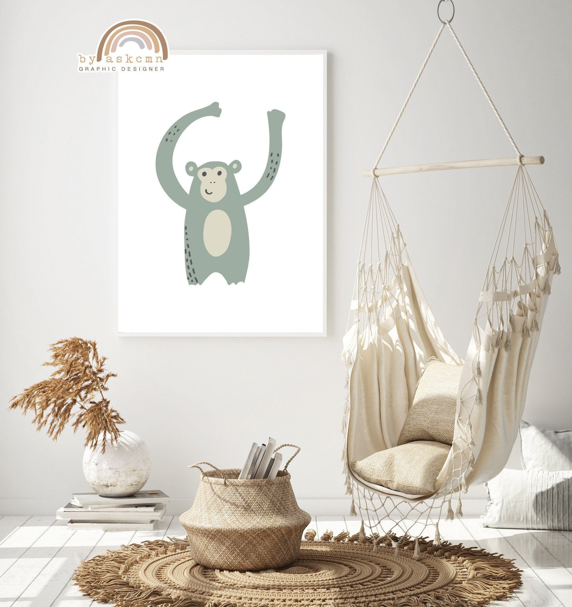 Printable Monkey Nursery Art Baby Animal Print Cute Monkey | Etsy