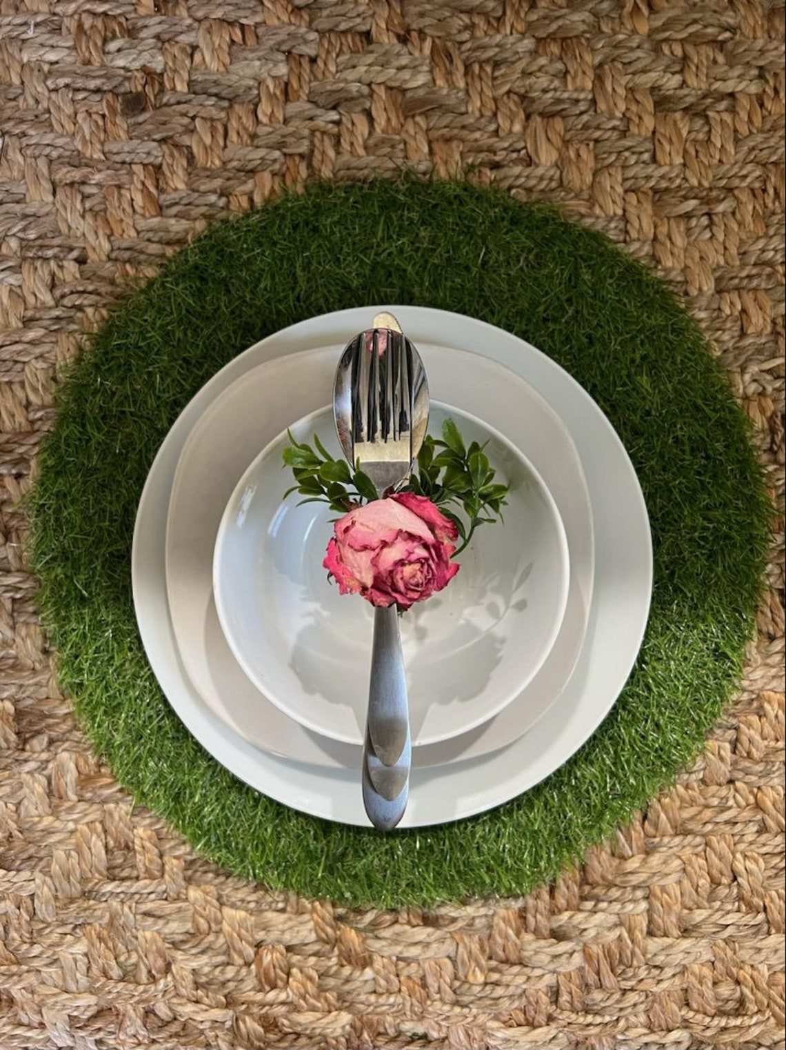 2pack - Round Grass Mat Ll Placemat Ll Artificial Grass Placemats Ll ...