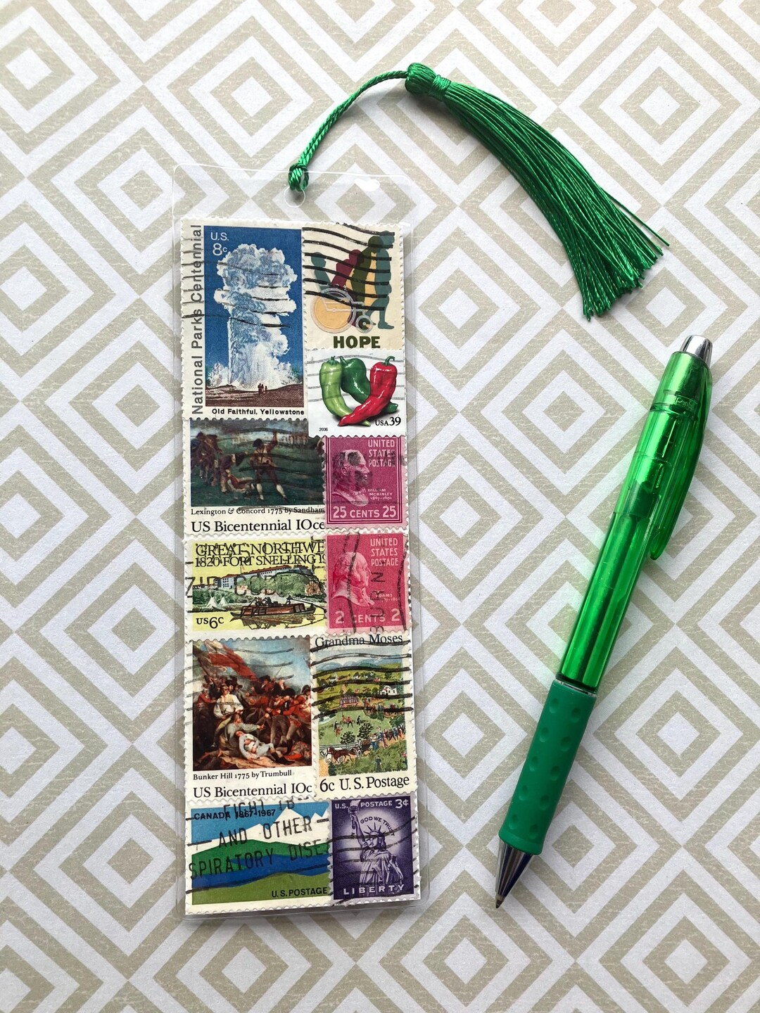 Unique US Vintage Postage Stamp Bookmark- Handmade Gift for Stamp ...