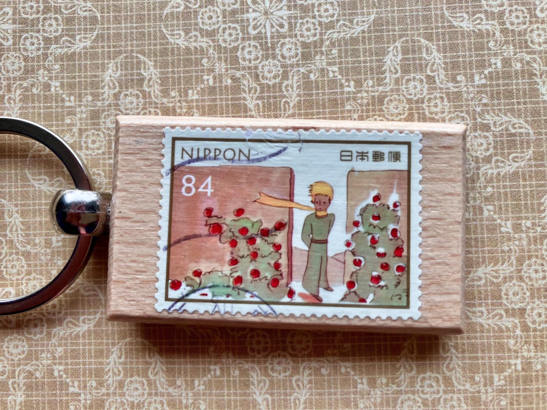 Cartoon Postage Stamp Wood Keychain - Etsy