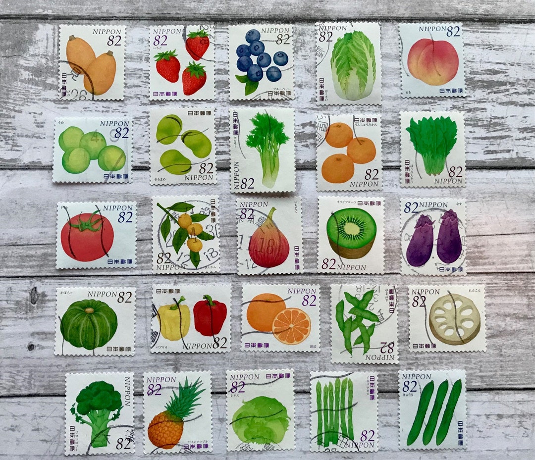 25 Fruit, Vegetable, Japan Food Postage Stamps for Stamp Collecting ...