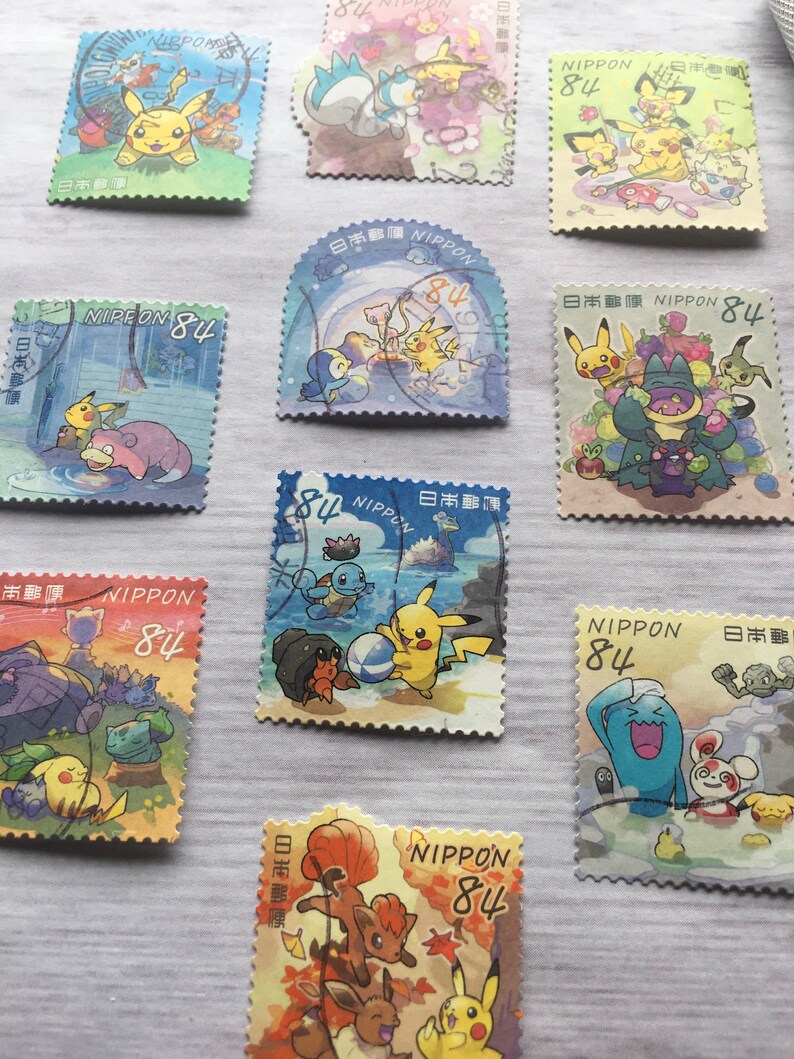 Pokemon Pikachu Complete Japan Used Postage Stamp Set stamps - Etsy