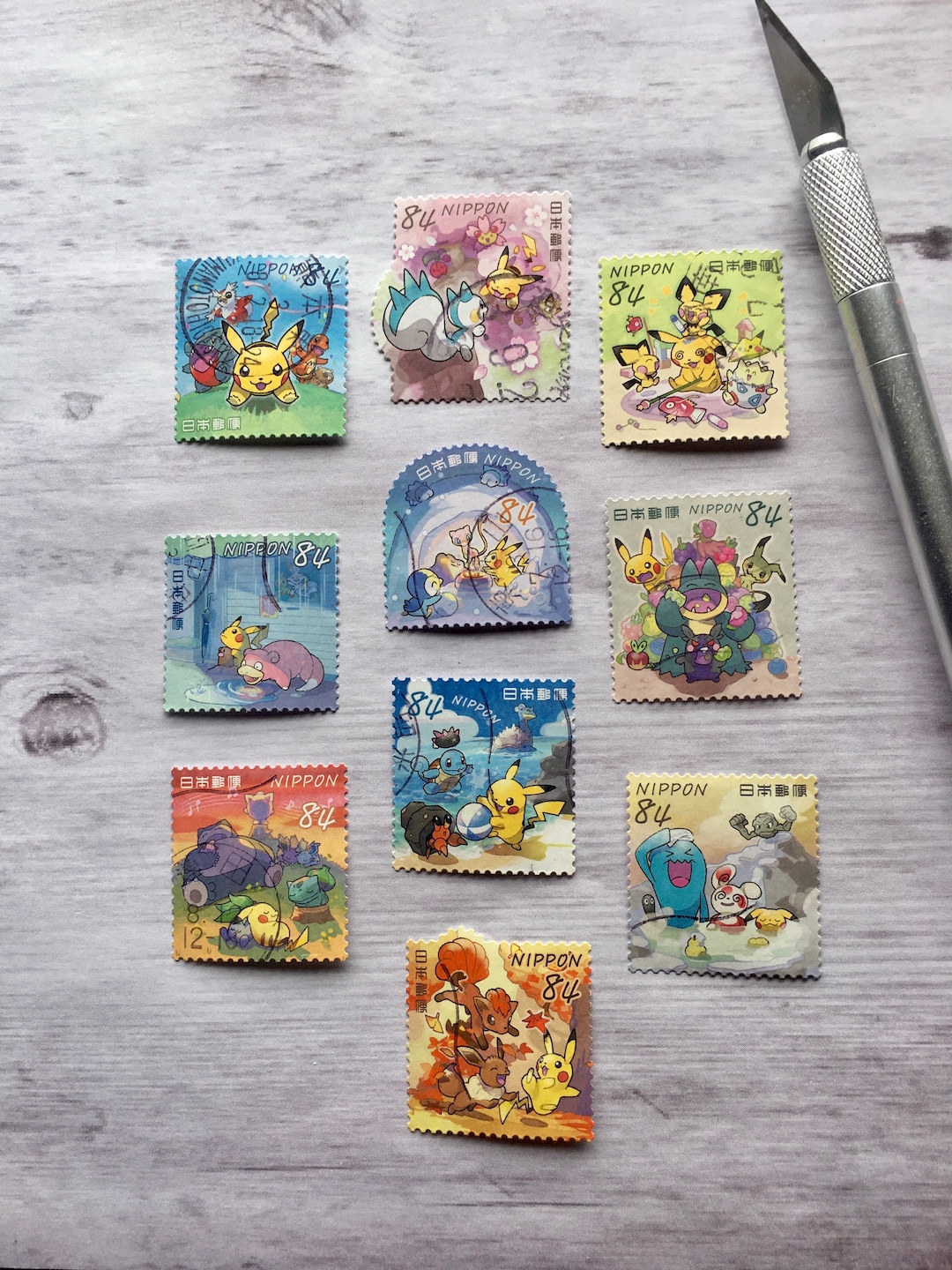 Pokemon Pikachu Complete Japan Used Postage Stamp Set stamps - Etsy