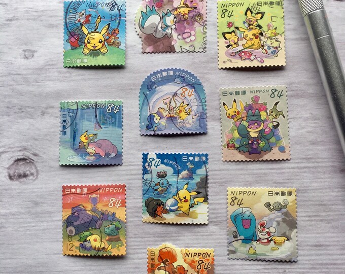 Pokemon Pikachu Complete Japan Used Postage Stamp Set stamps for ...