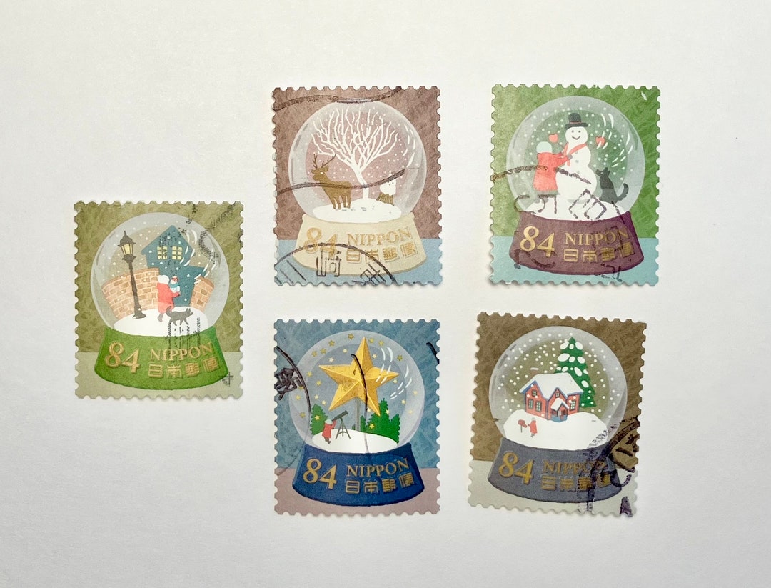Japan Winter Christmas Postage Stamp Set 5 Used Snow Globe - Etsy