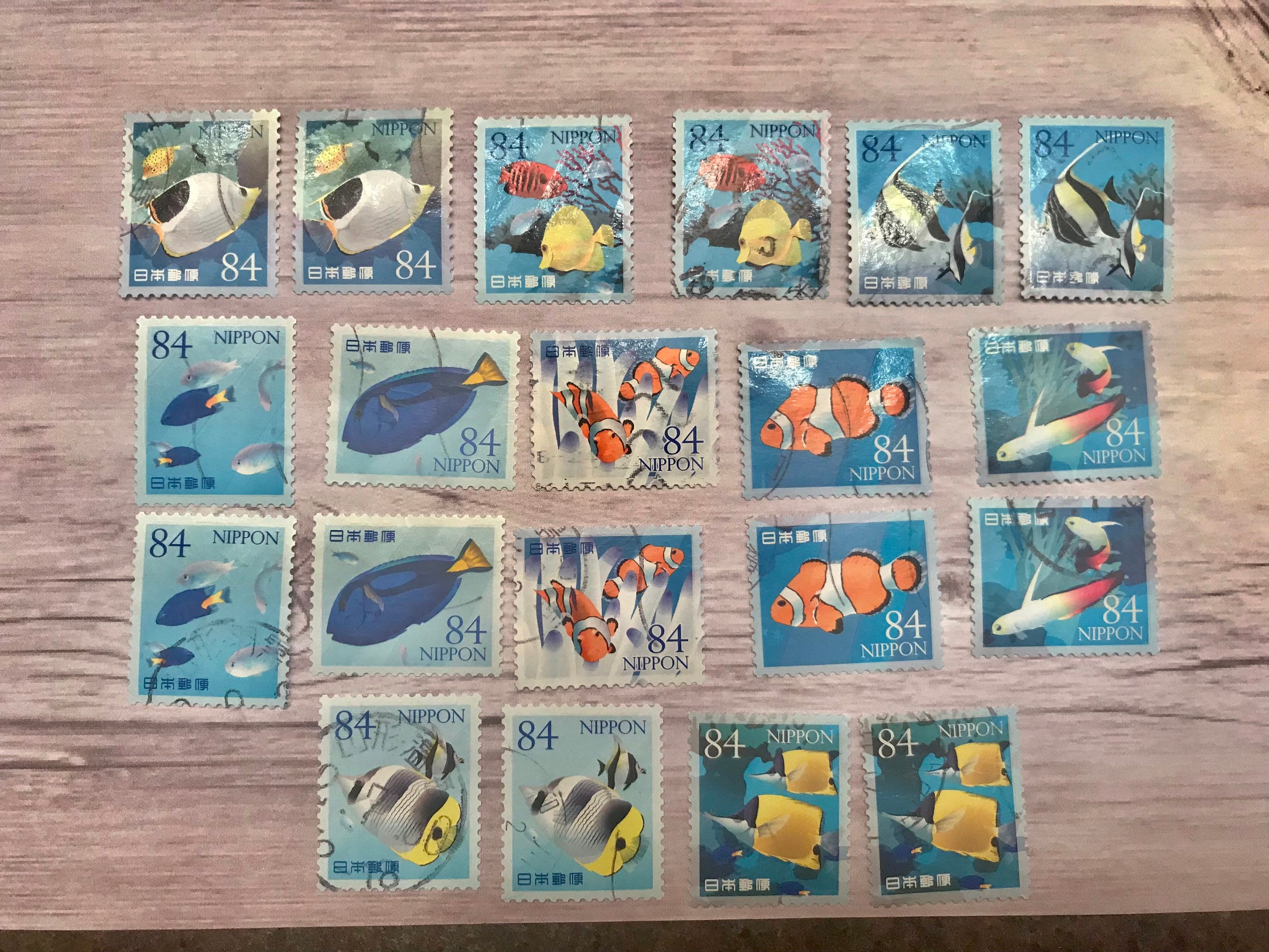 Tropical Fish Sea Life Japan Postage Stamp Set -20 Used Postage Stamps ...