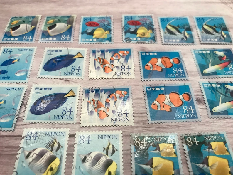 Tropical Fish Sea Life Japan Postage Stamp Set -20 Used Postage Stamps ...