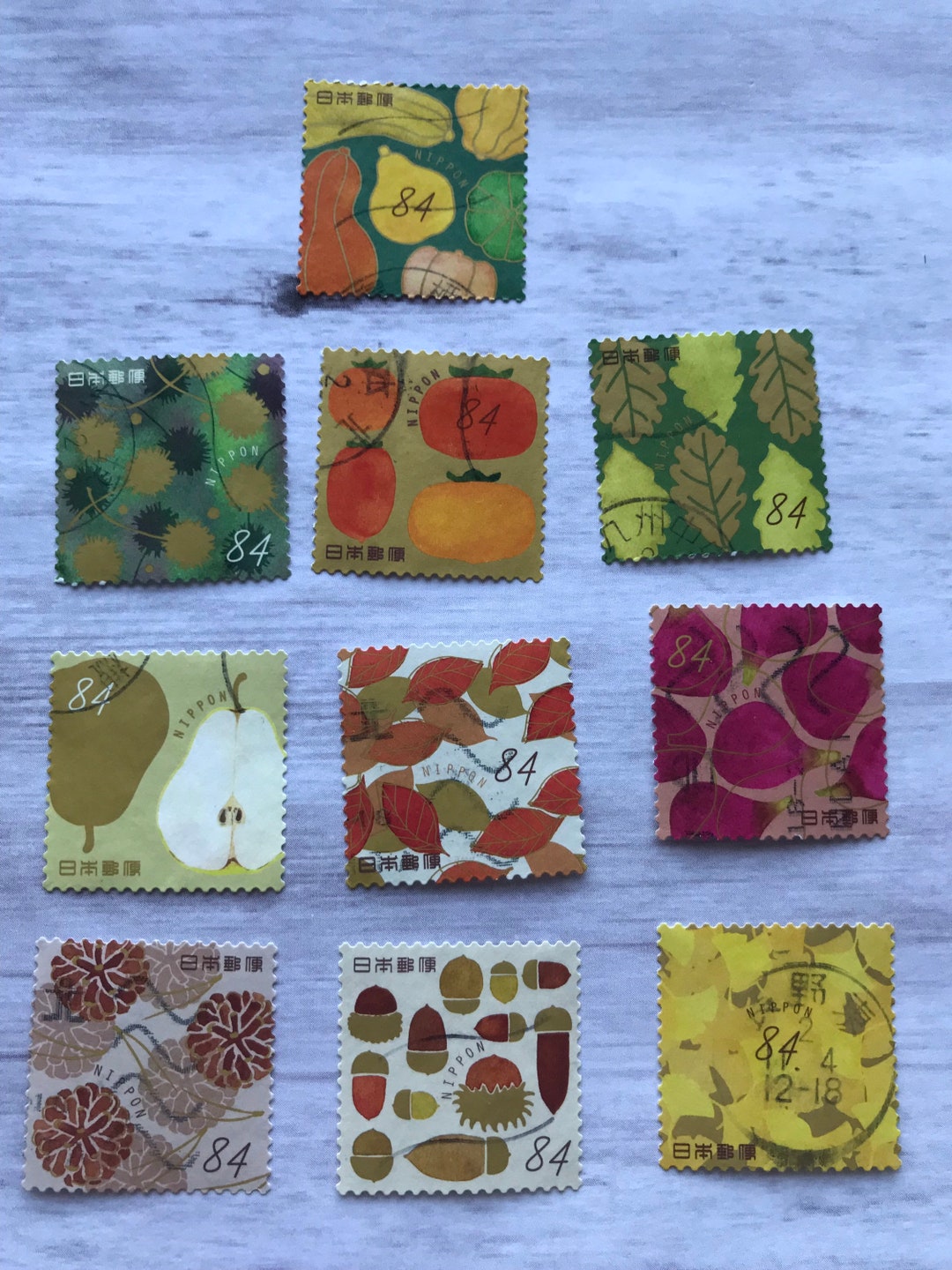 10 Fall Autumn Season Japan Postage Stamps used Leaf Japan Full Postage ...