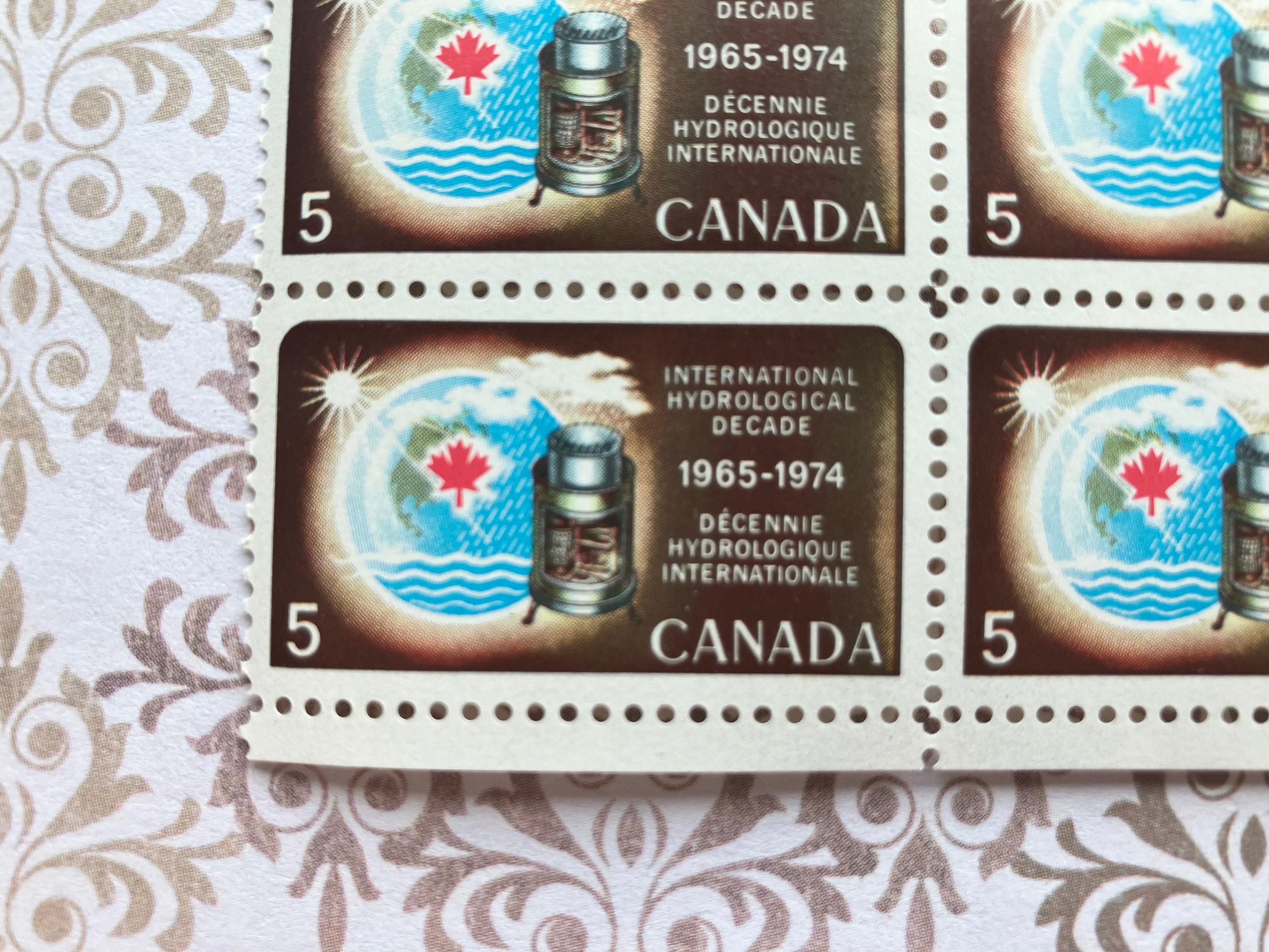 Canada Postage Stamp Block 4 Vintage 1968 Unused Canada Hydrological ...