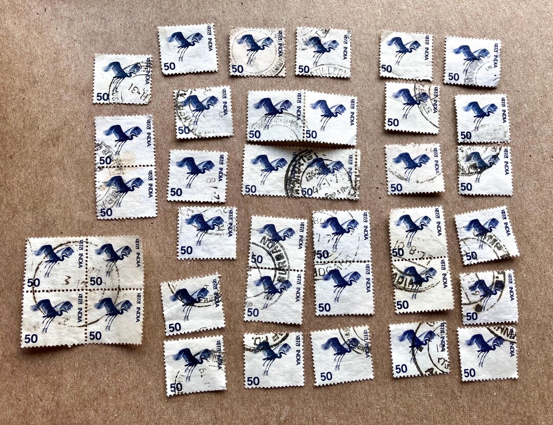 Vintage India Crane Bird Postage Stamps - Etsy