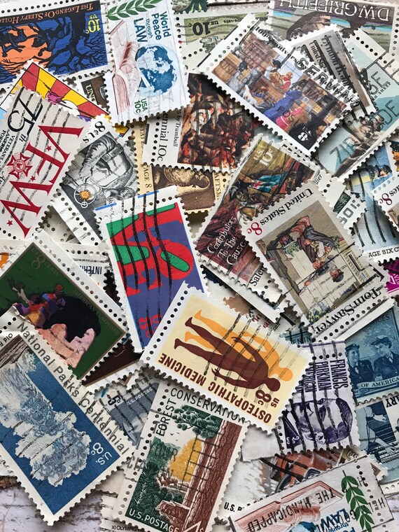 USA Postage Stamp Lot Package of 25 Used mixed stamps for | Etsy