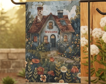 Charming Welcome Cottage Small Garden Flag Outdoor Decor, Lawn Flag ...