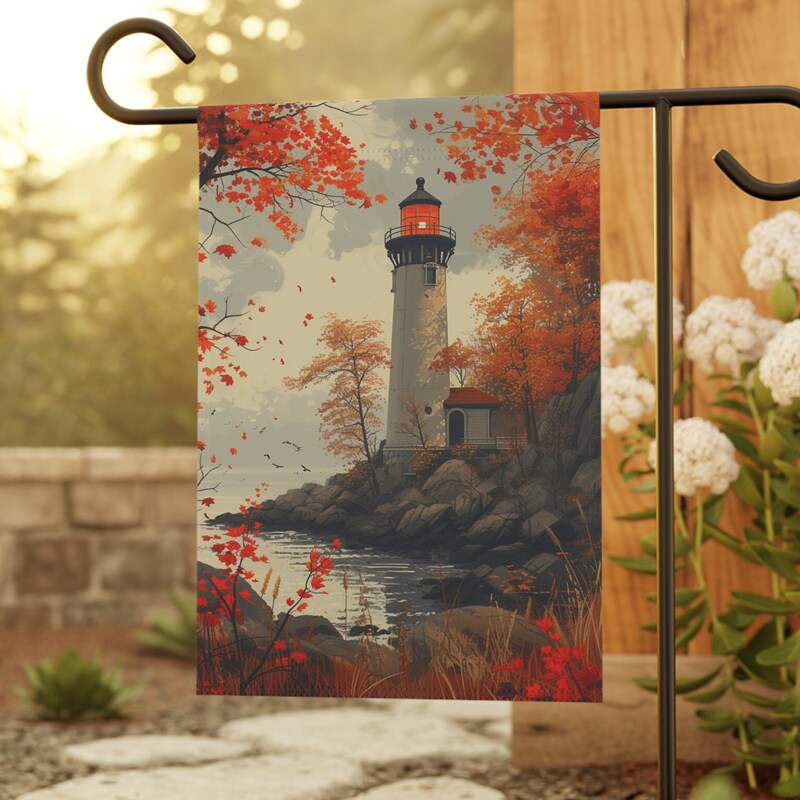 Fall Lighthouse Garden Flag - Etsy