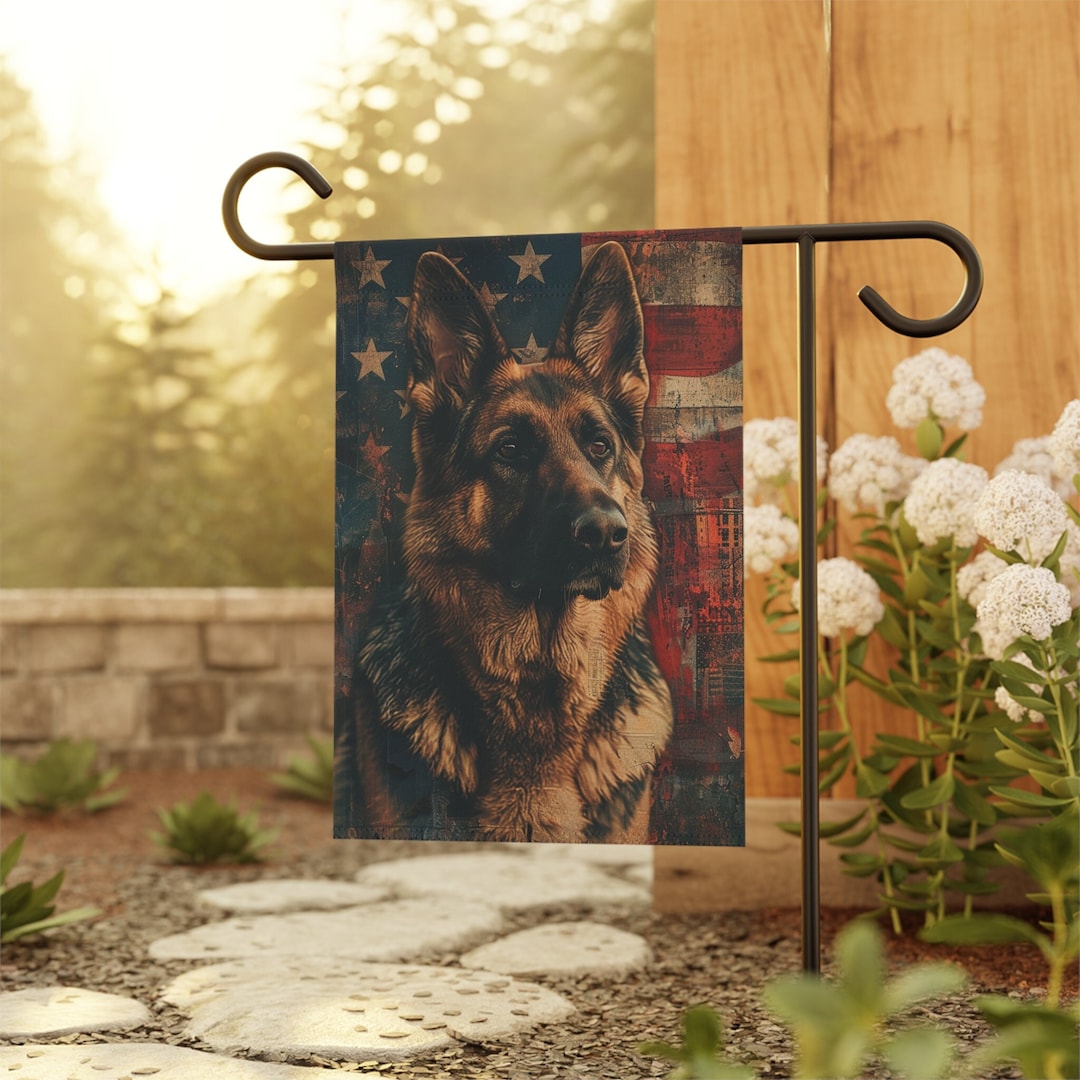 Patriotic German Shepherd Garden Flag for Fourth of July Decor, Dog ...