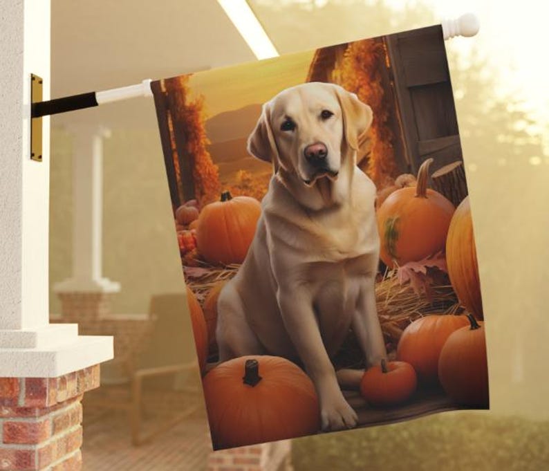 Autumn Delight: Fall Pumpkin and Golden Labrador Garden Flag, Dog Flag ...