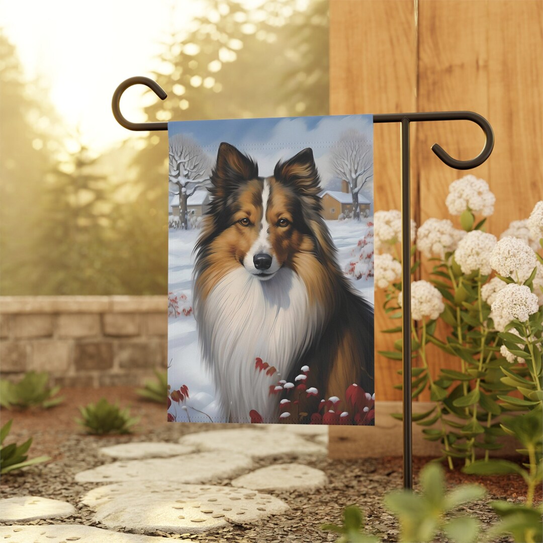 Sheltie Winter Wonderland Dog Garden Flag, Shetland Sheepdog Lover Gift ...