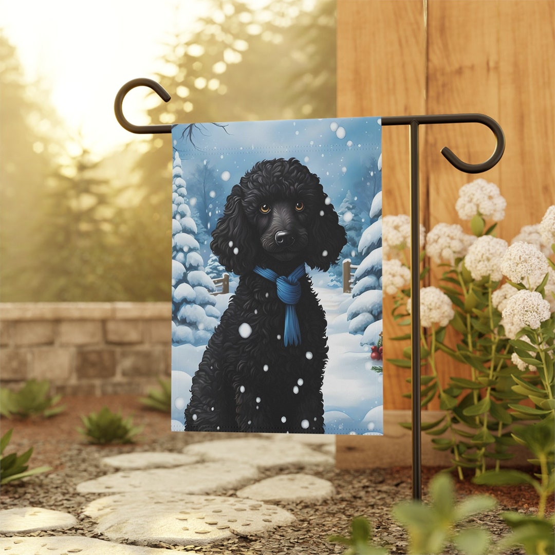 Black Standard Poodle Flag, Winter Flag, Small Garden Flag, Garden Flag ...