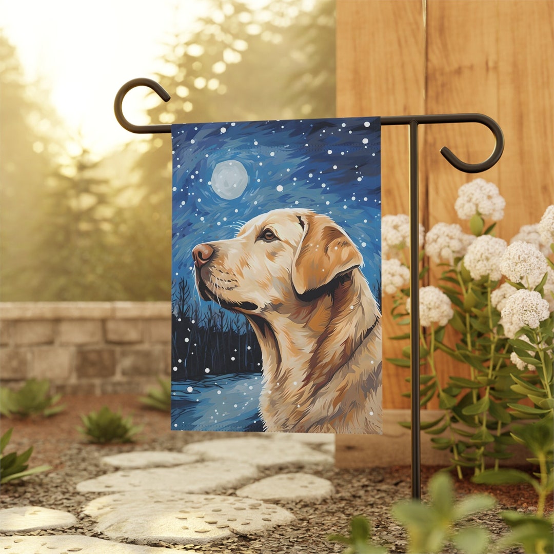 Golden Labrador Dog Flag, Winter Garden Flag, Dog Lovers Gift, Outdoor ...