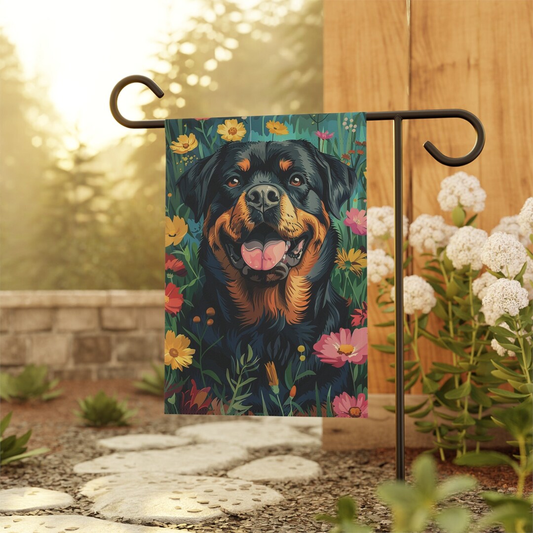 Rottweiler Dog Flag, Spring Rottweiler Dog Decor, Garden Banner, Dog ...