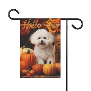 Bichon Frise Dog Flag Fall-themed Garden Flag With Adorable Bichon ...