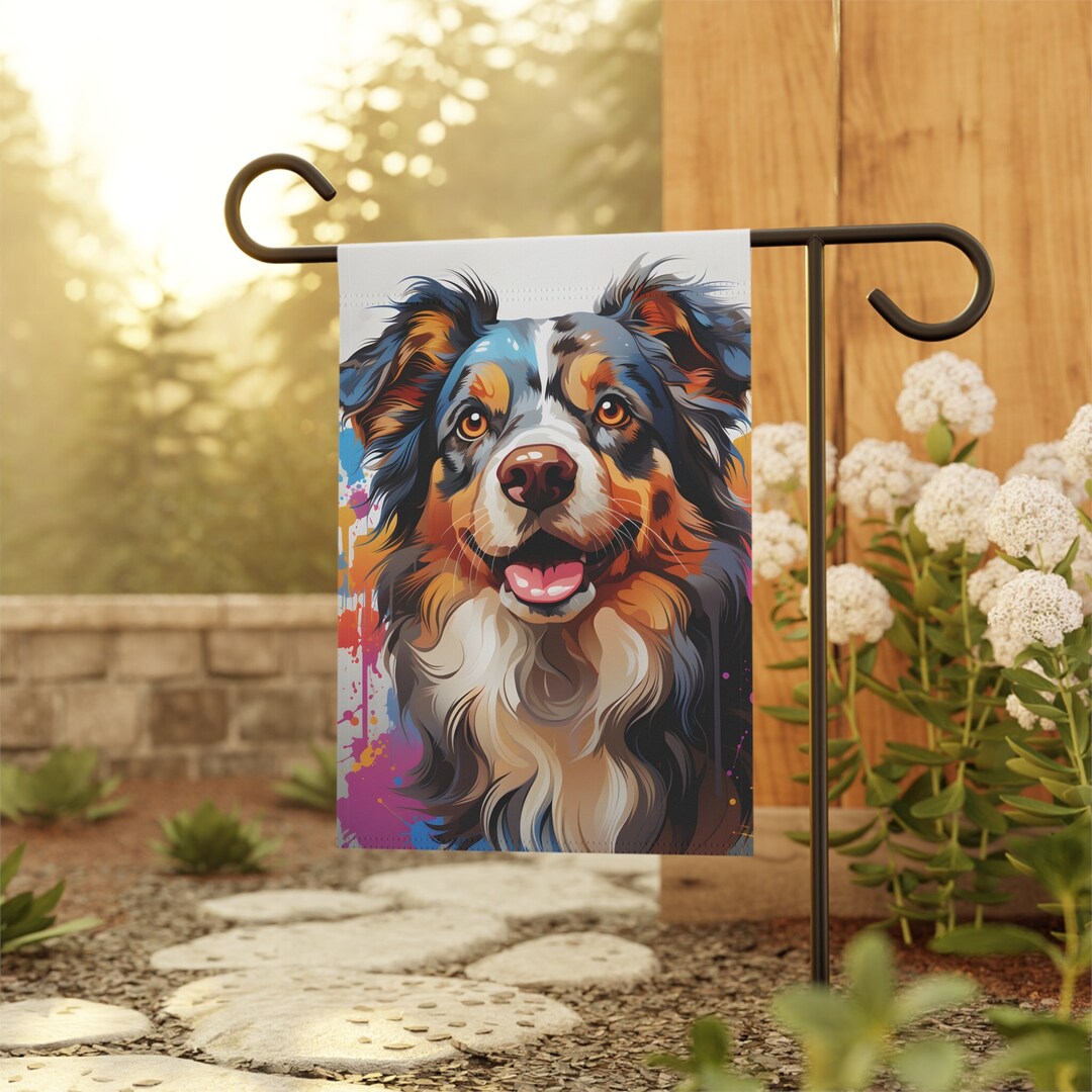 Australian Shepard, Dog Yard Flag, Printing Art, Outdoor Decor, Lawn ...