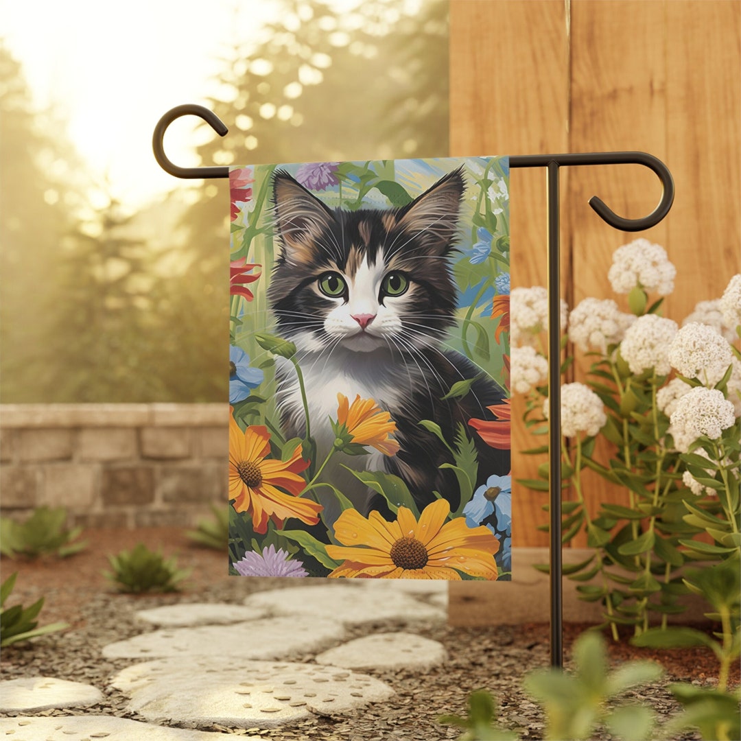 Calico Flag Summer Flag, Spring Flag, Personalized Cat Flag, Outdoor ...