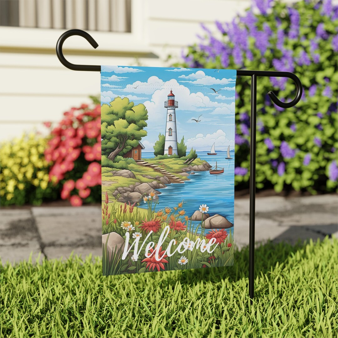Custom Welcome Lighthouse Garden Flag Outdoor Decor - Etsy