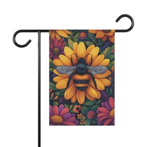 Quaint and Charming: Bee and Flowers Small Garden Flag for Outdoor ...