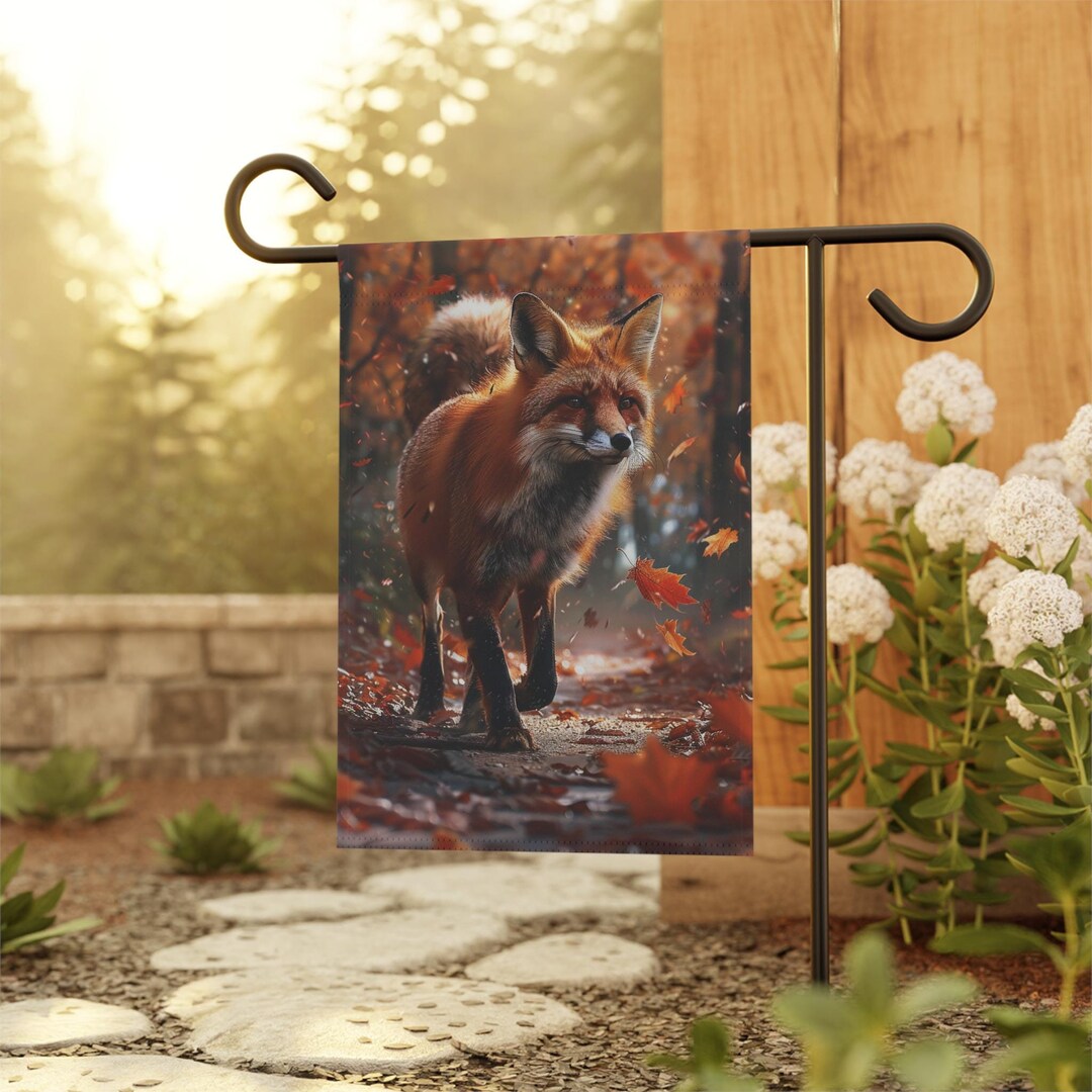 Autumn Woods Red Fox Flag for Garden or Yard - Nature Lover Gift, Fall ...