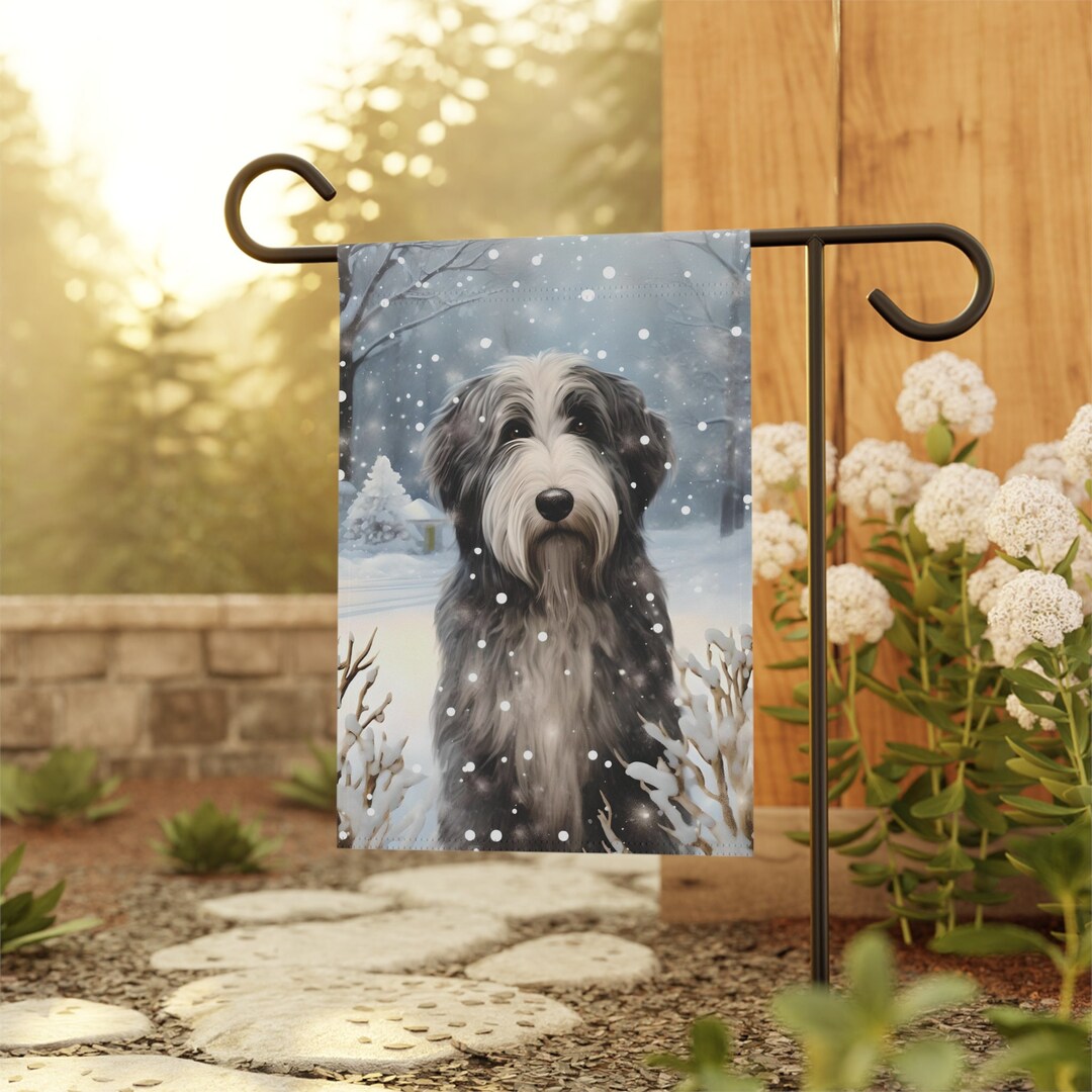 Old English Sheepdog Flag, Winter Garden & House Banner, Winter Flag ...