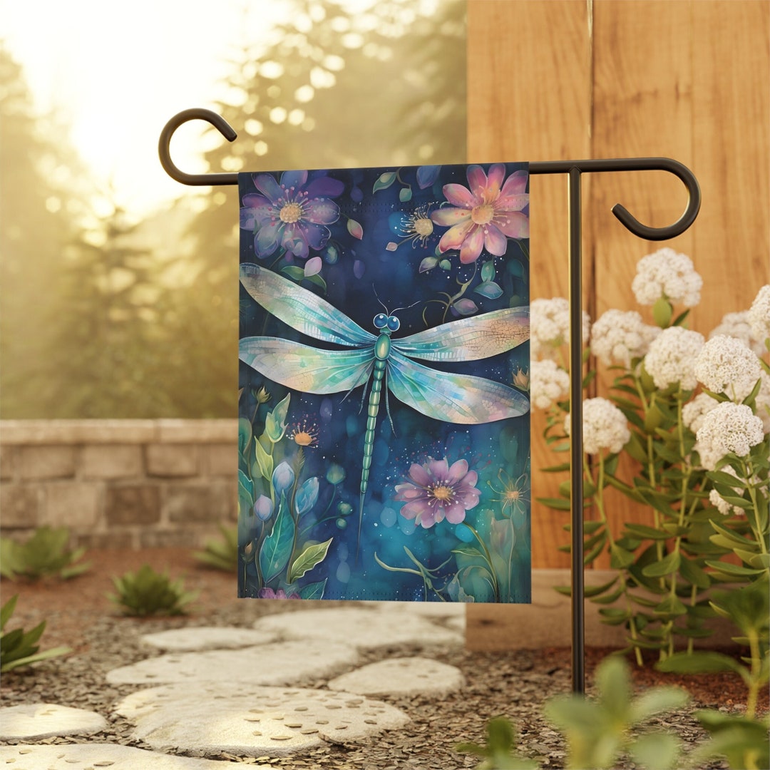 Colorful Dragonfly Design on a Small Garden Flag - Bring Life to Your ...