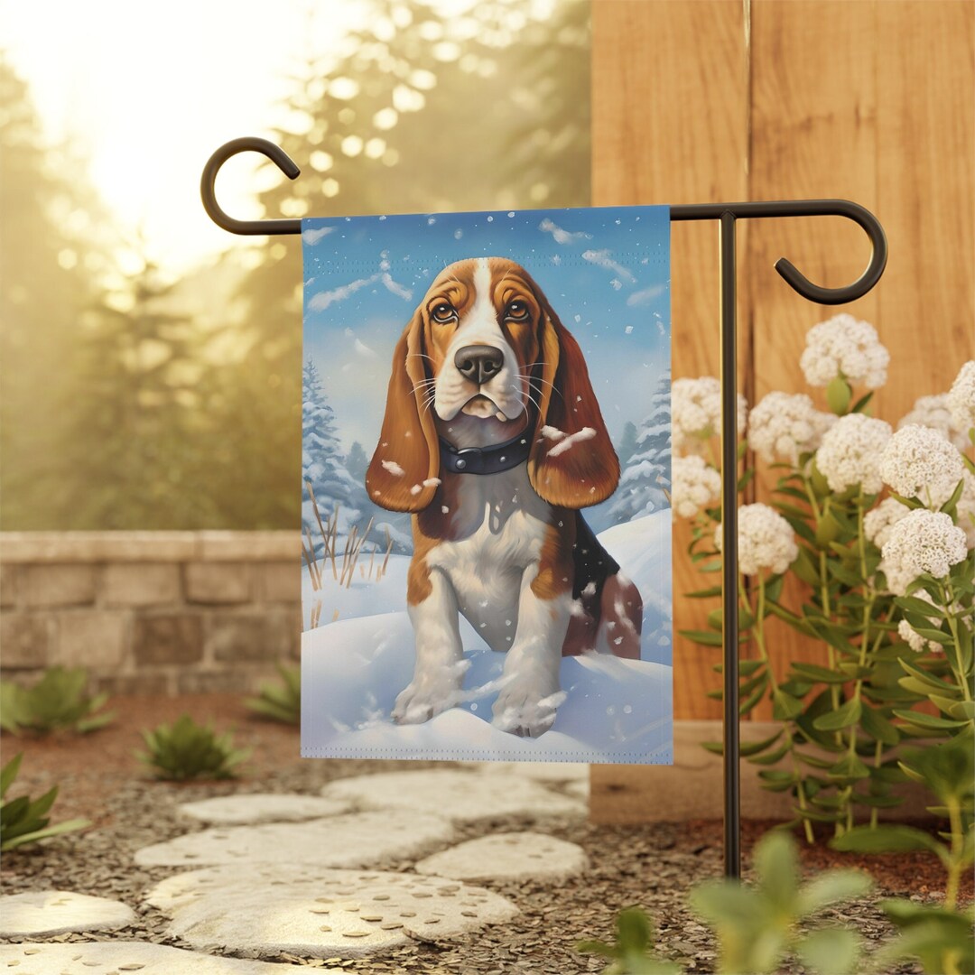 Basset Hound Lover's Winter Garden Flag - Celebrate the Season With ...
