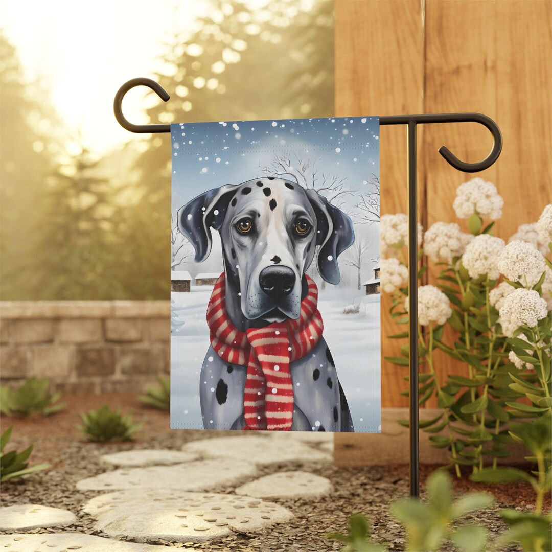 Great Dane Flag, Winter Garden & House Banner, Winter Flag, Snow Yard ...